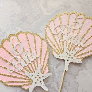 Seashell Cake Topper, Custom Glitter Cake Topper, Personalised Any Name ...