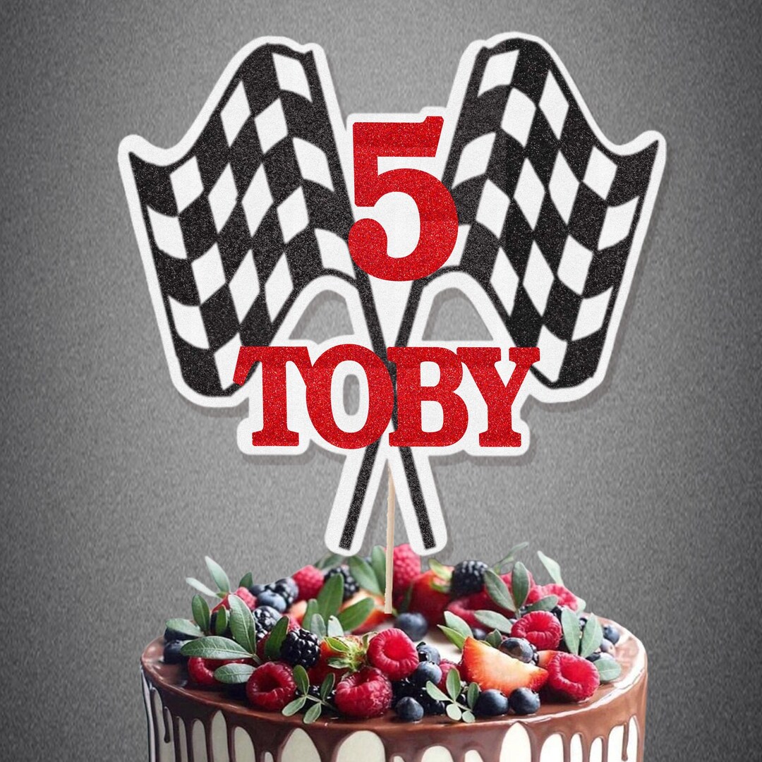 Racing Flags Cake Topper, Custom Racing Chequered Flag Cake Decoration ...