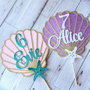 Seashell Cake Topper, Custom Glitter Cake Topper, Personalised Any Name ...