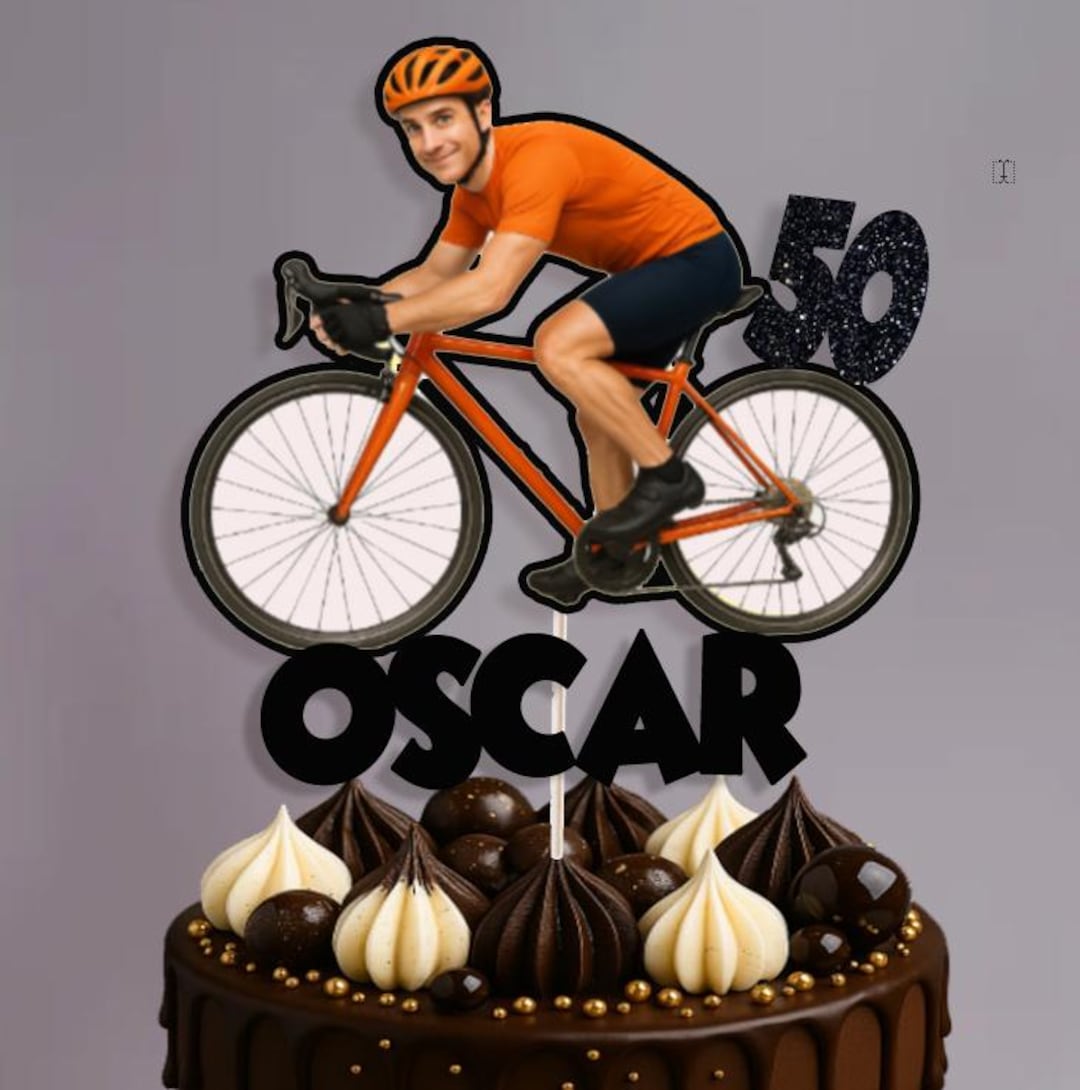 Cyclist Photo Cake Topper, Custom Cyclist Cake Topper, Birthday ...