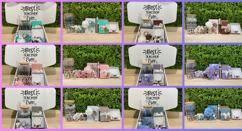 Personalized Teacher Gift Box, Glass Can, Bracelet & Supplies - Etsy