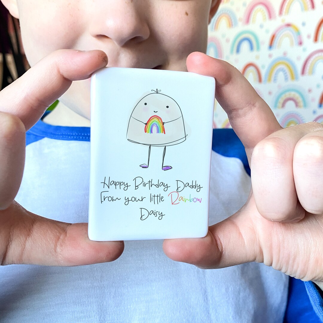 Personalised magnet, Daddy birthday gift, personalised rainbow gift ...