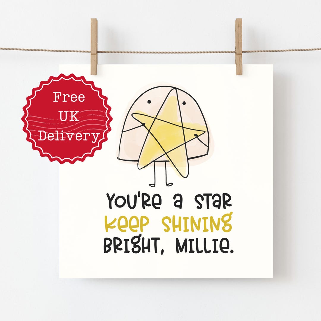 You're a Star Keep Shining Card - Personalised Encouragement Gift ...