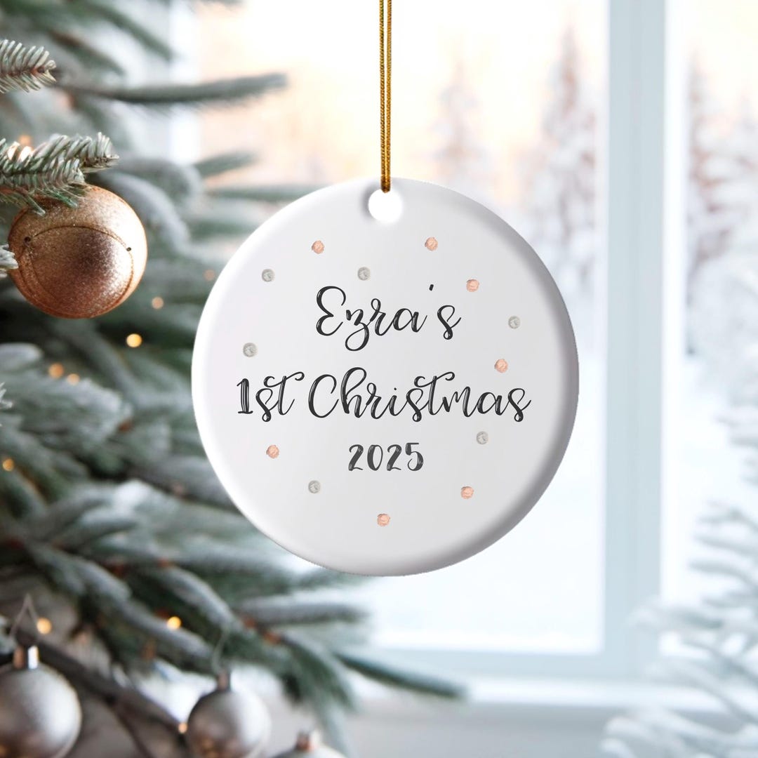 Personalised Baby 1st Christmas Bauble 2025 | White Ceramic Xmas ...