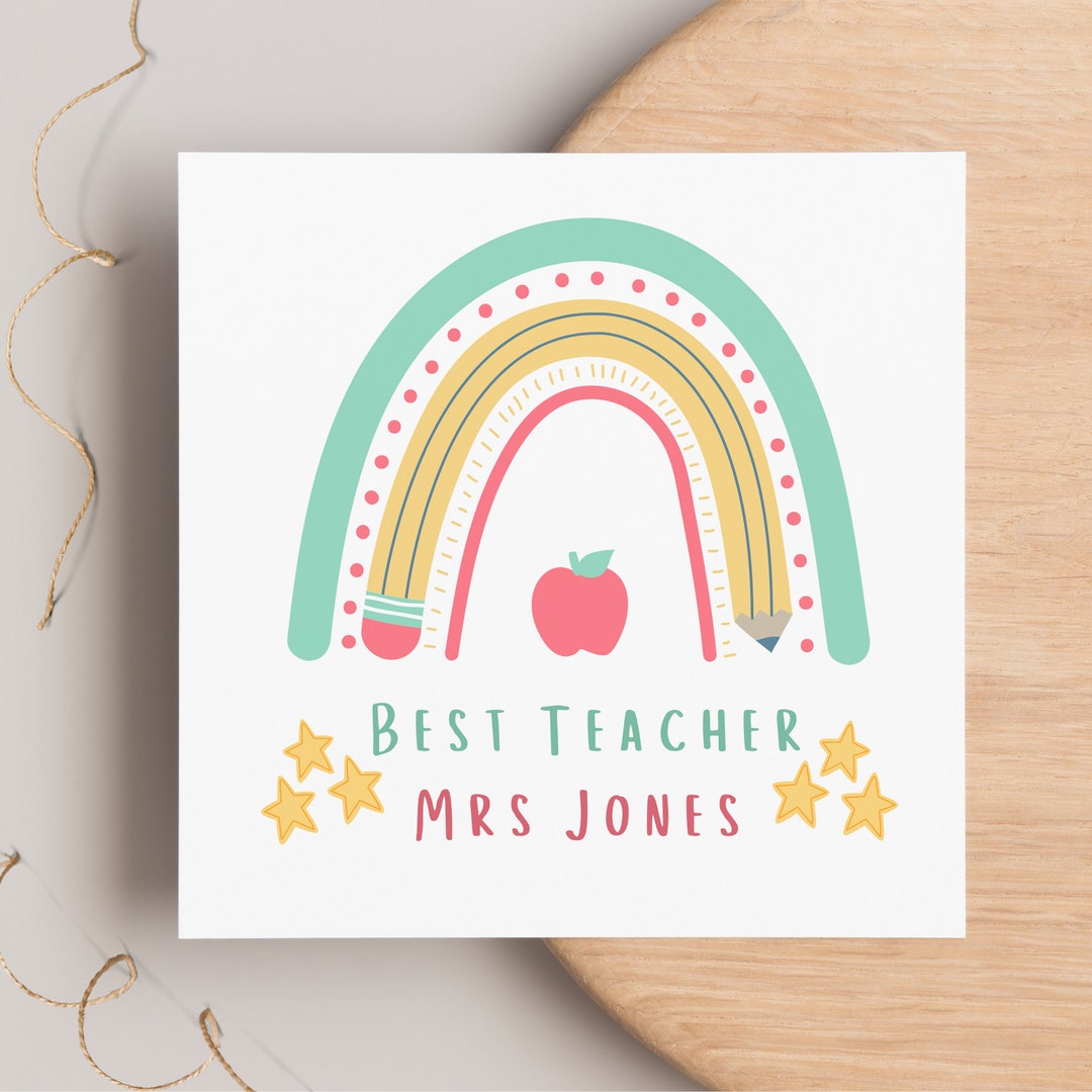 Personalised Teacher Card, Thank You Teacher, End of School Gift ...