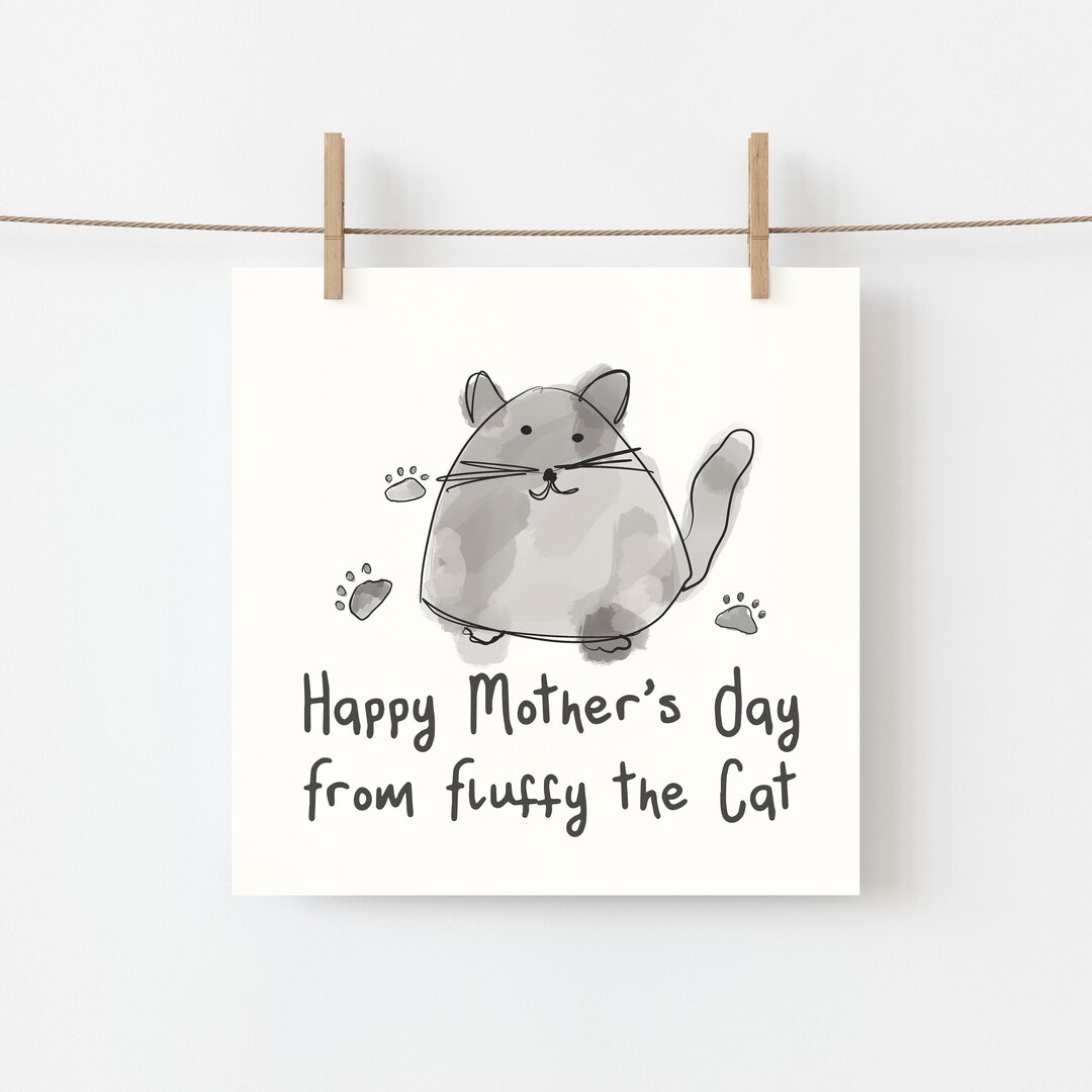 Happy Mother's Day From the Cat, Personalised Cat Card, Cat Mum Card ...