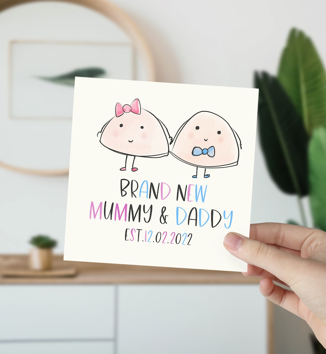 New Mummy & Daddy Card New Baby Card Personalised Baby Card - Etsy