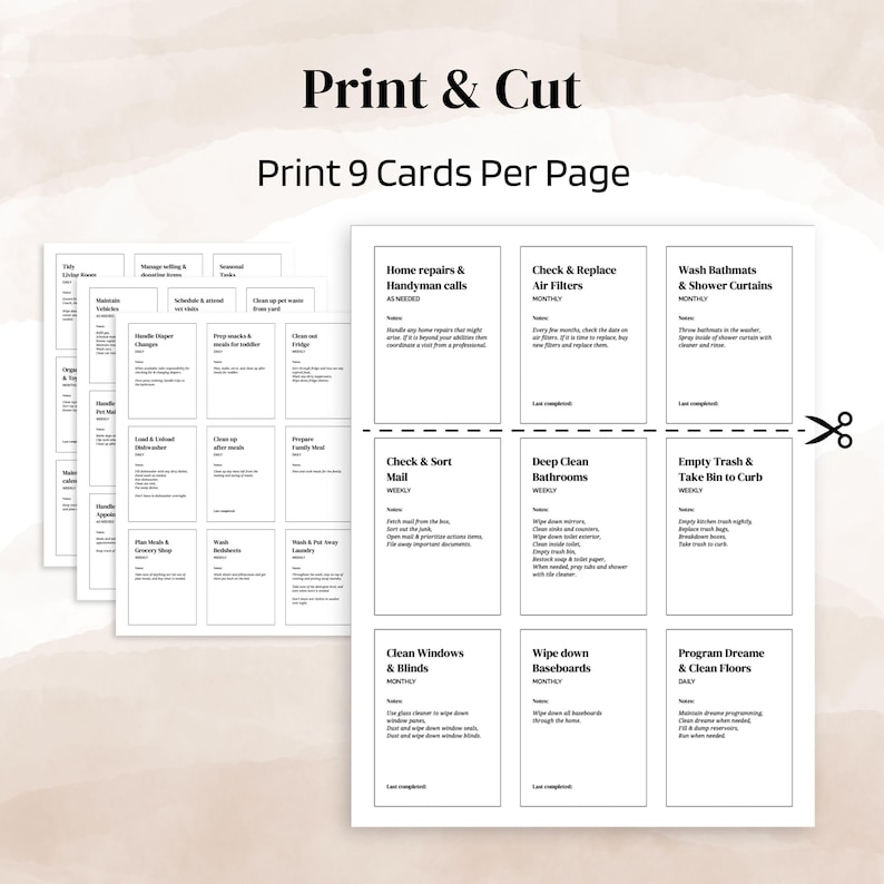 Minimalist Editable Task Cards | Printable Household Chore Tracker ...