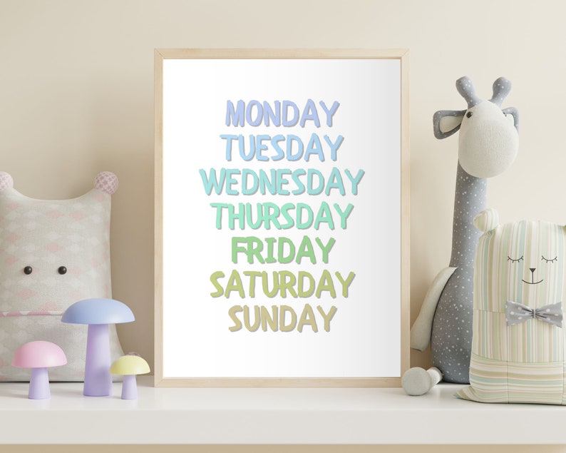 Days of the Week Printable, Educational Wall Art, Playroom Poster ...