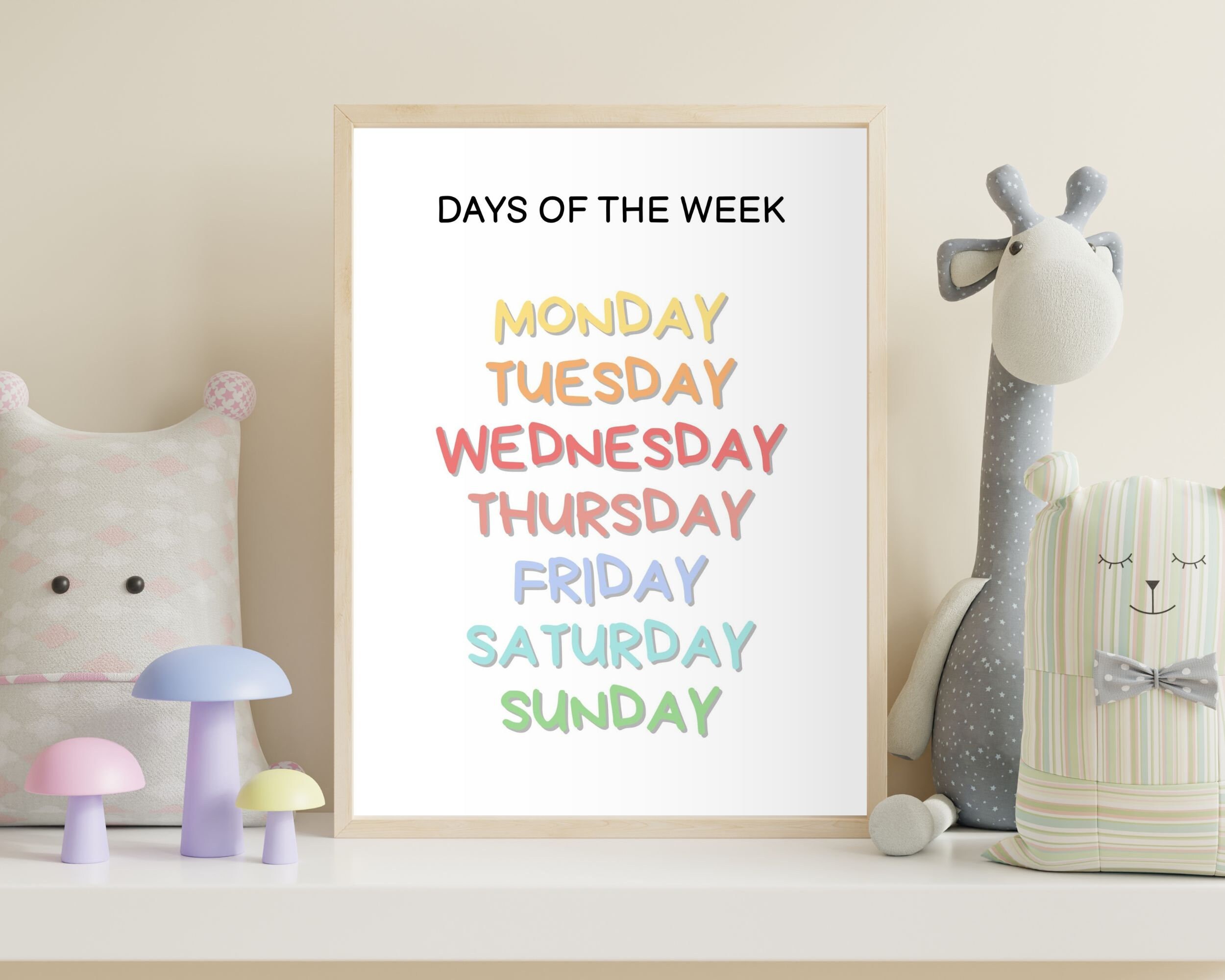 Days of the Week Printable, Educational Wall Art, Playroom Poster ...