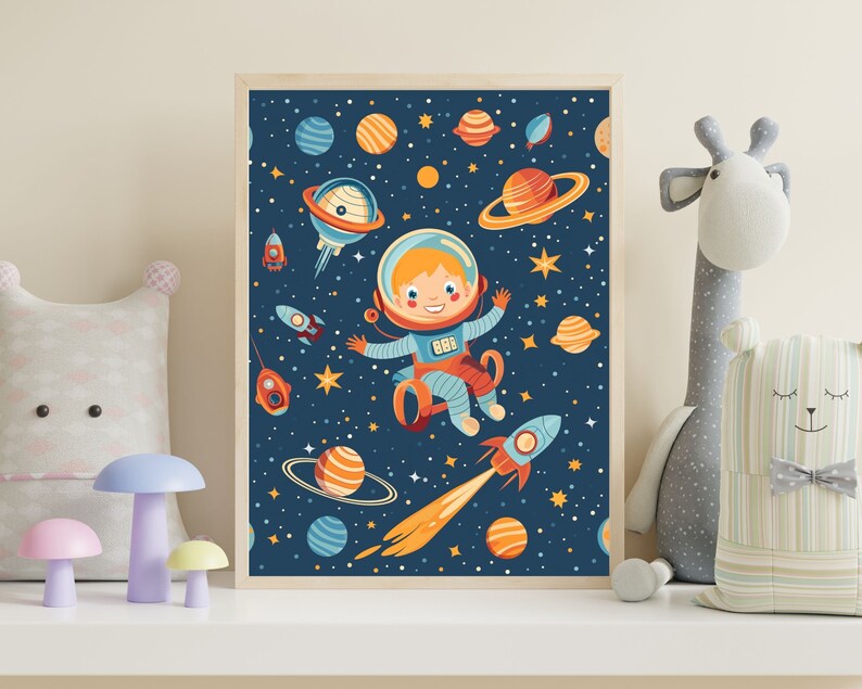 Space Art for Kids , Bedroom Decor, Nursery Prints, Kidsroom Wall Art ...