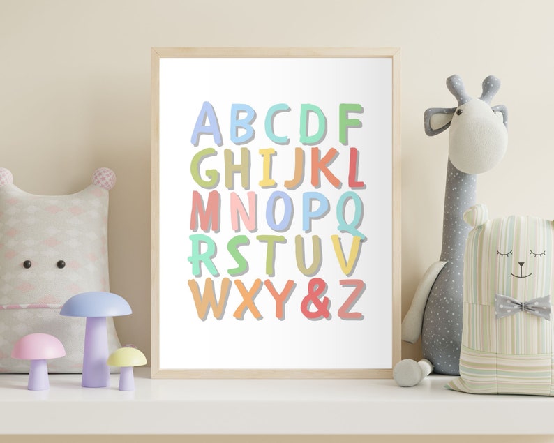 Letters, Alphabet, Educational Wall Art, Playroom Poster, Homeschool ...