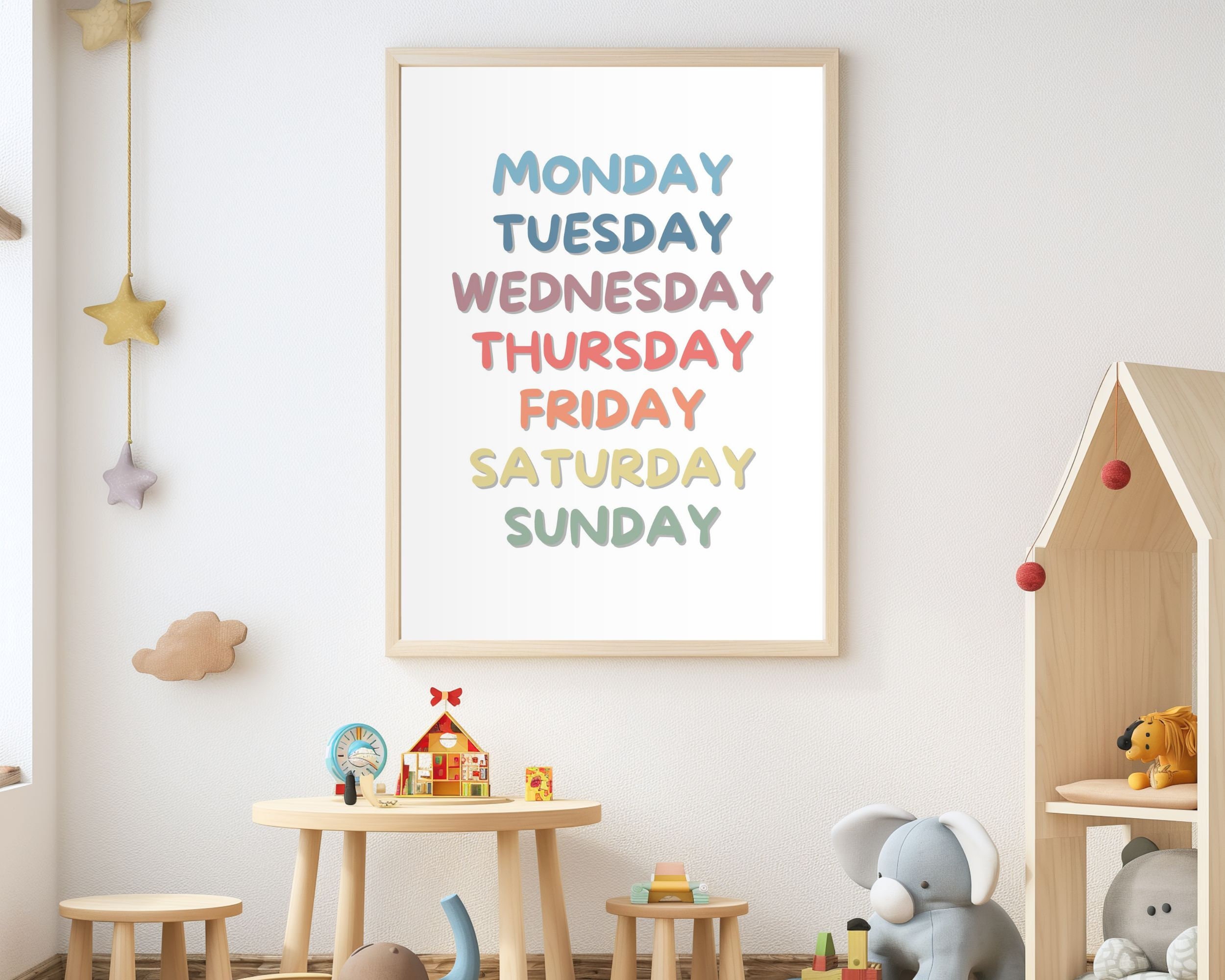 Days of the Week Printable, Educational Wall Art, Playroom Poster ...