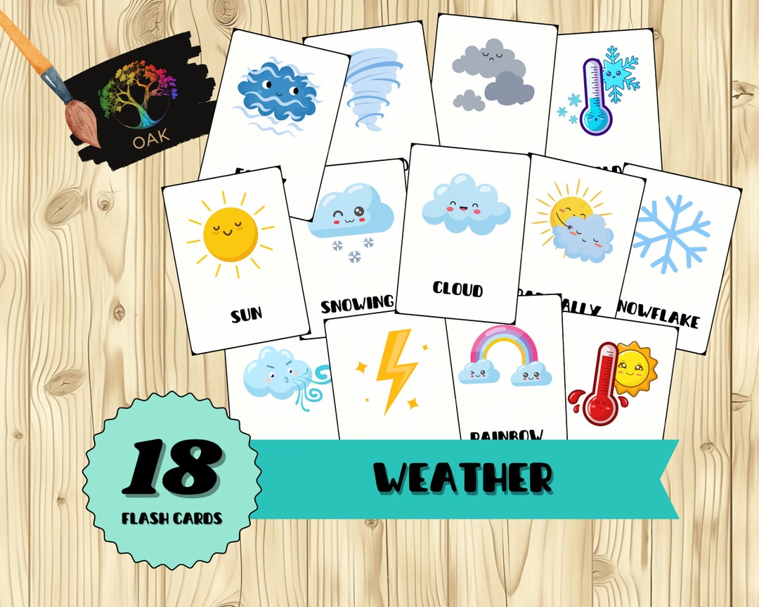18 Weather Flashcards Montessori Education for Kids Flashcards PDF ...
