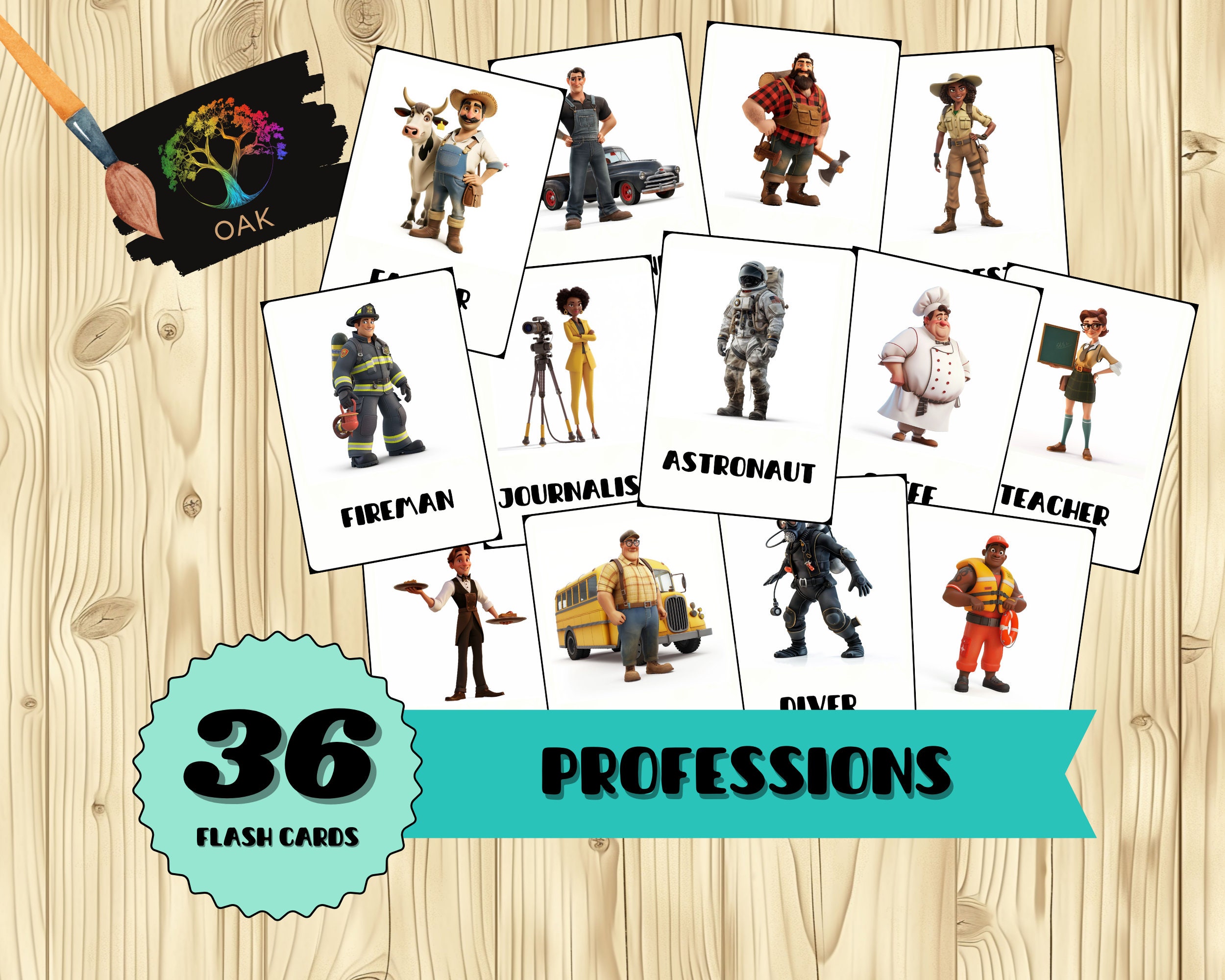36 Professions Flashcards Montessori Education for Kids Flashcards PDF ...