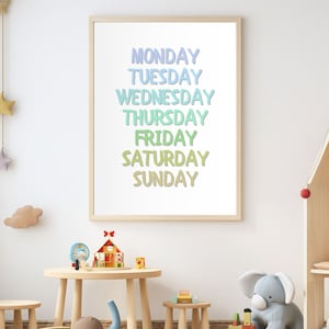 Days of the Week Printable, Educational Wall Art, Playroom Poster ...