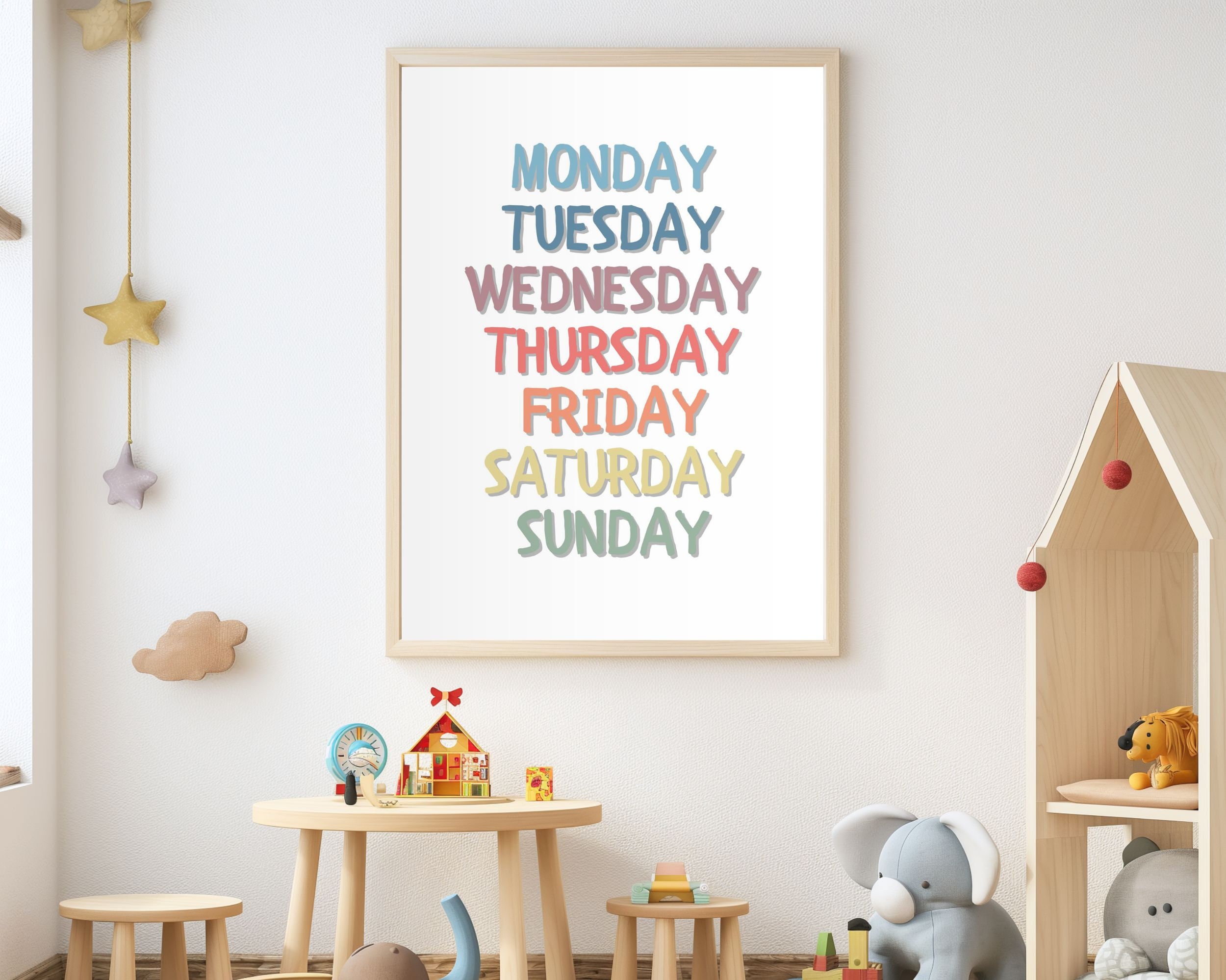Days of the Week Printable, Educational Wall Art, Playroom Poster ...