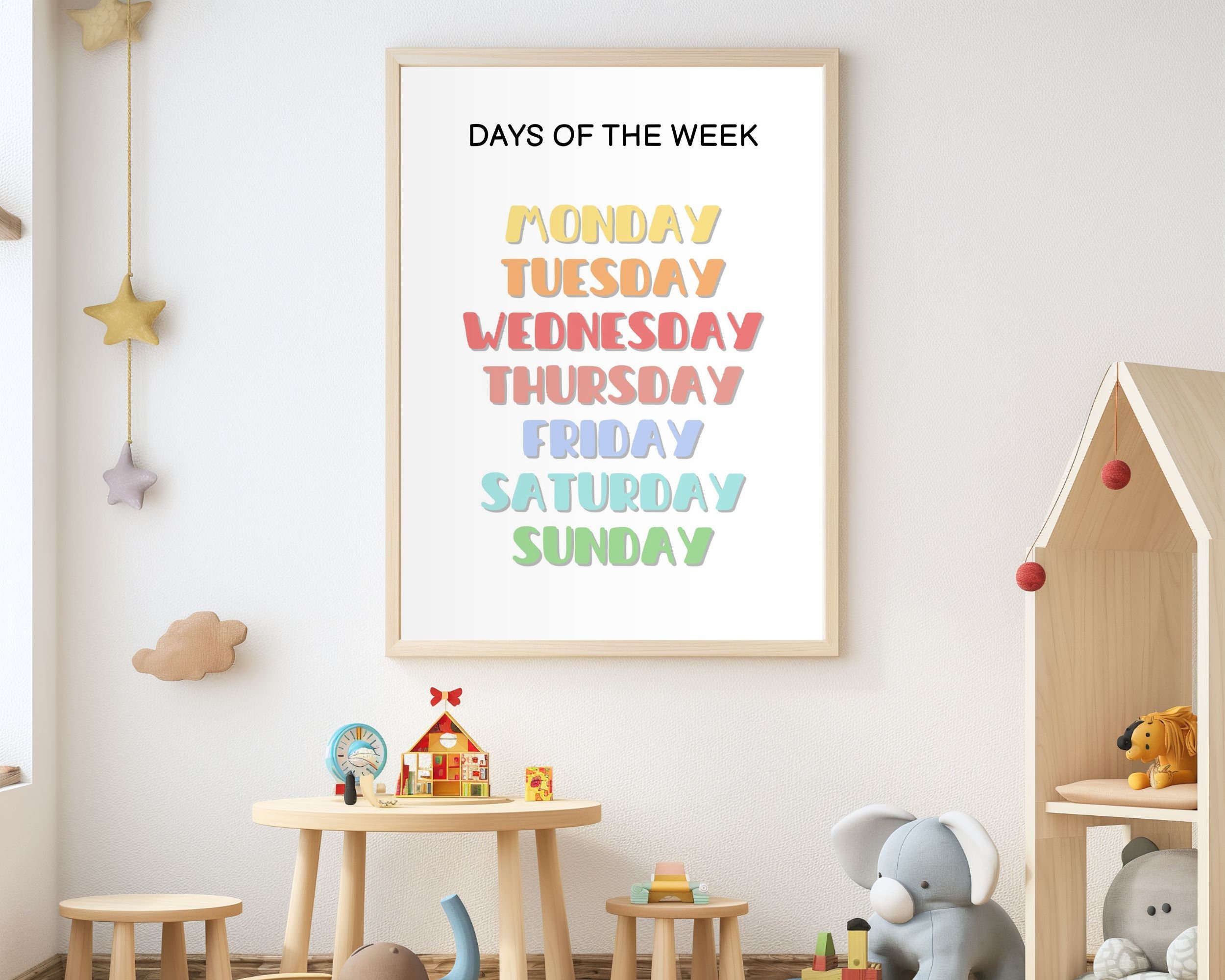 Days of the Week Printable, Educational Wall Art, Playroom Poster ...