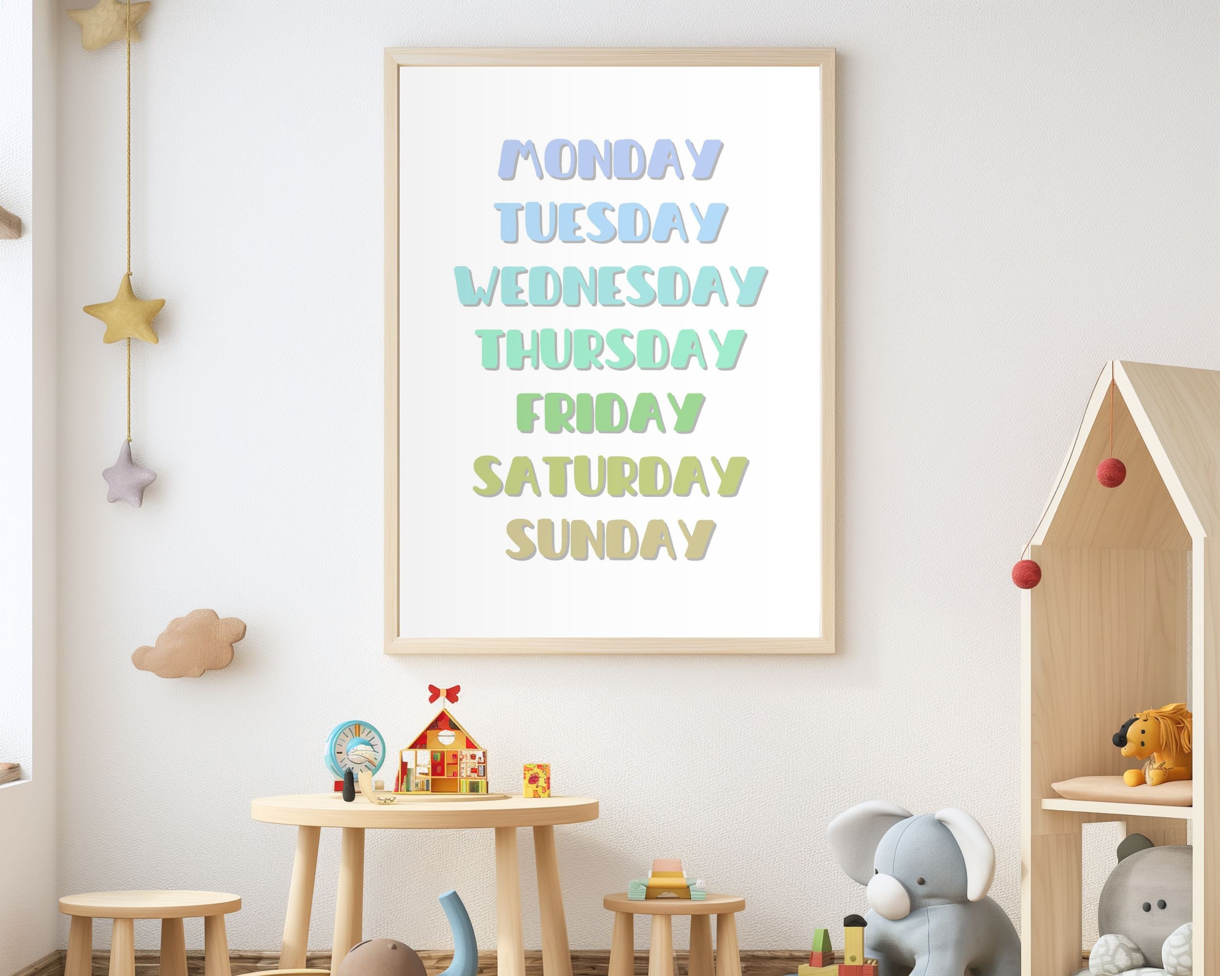 Days of the Week Printable, Educational Wall Art, Playroom Poster ...