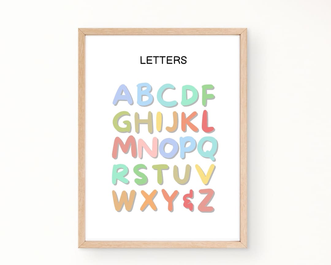 Letters, Alphabet, Educational Wall Art, Playroom Poster, Homeschool ...