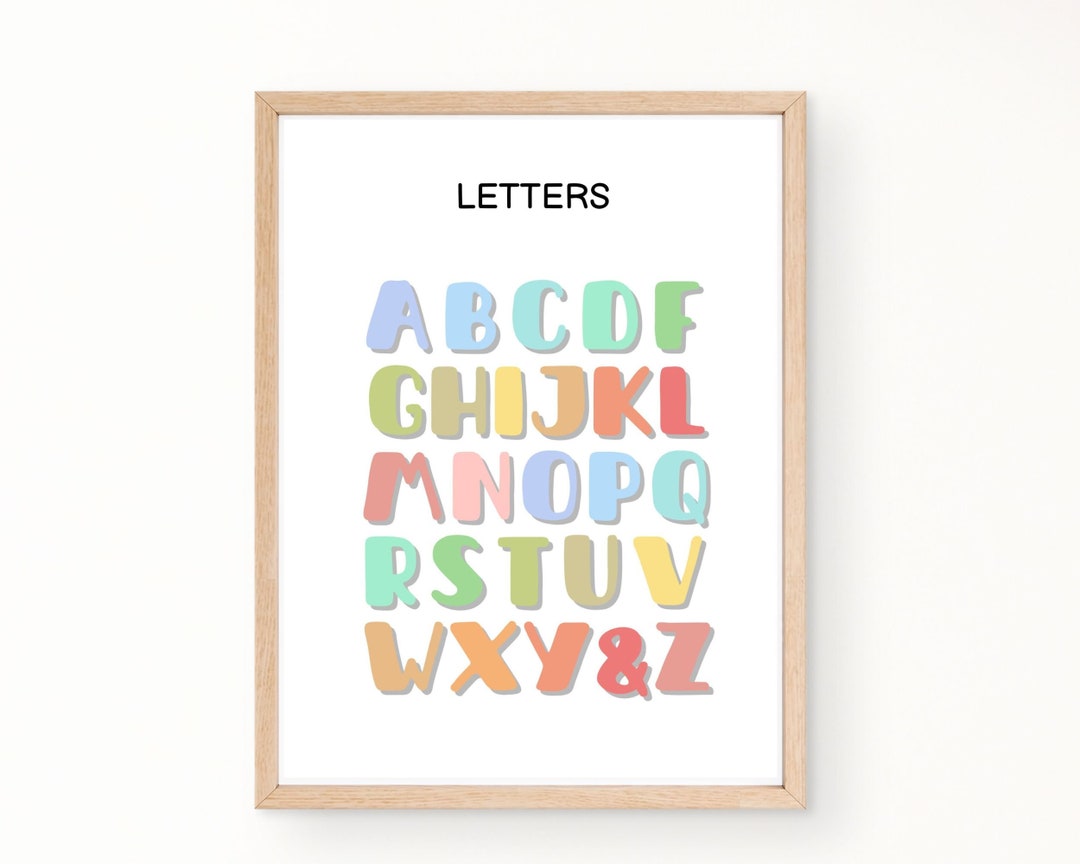 Letters, Alphabet, Educational Wall Art, Playroom Poster, Homeschool ...