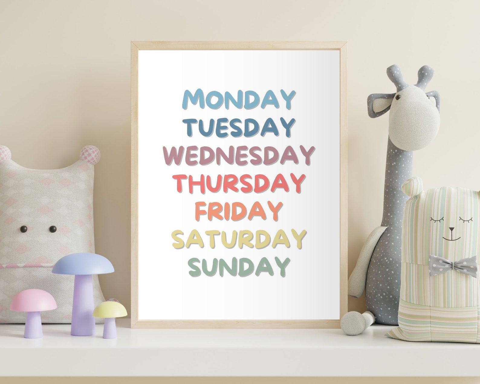 Days of the Week Printable, Educational Wall Art, Playroom Poster ...