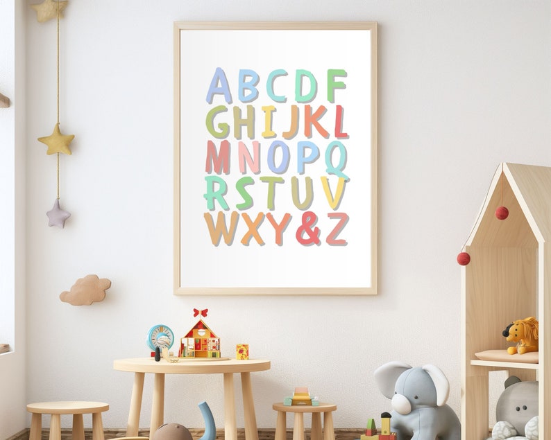 Letters, Alphabet, Educational Wall Art, Playroom Poster, Homeschool ...