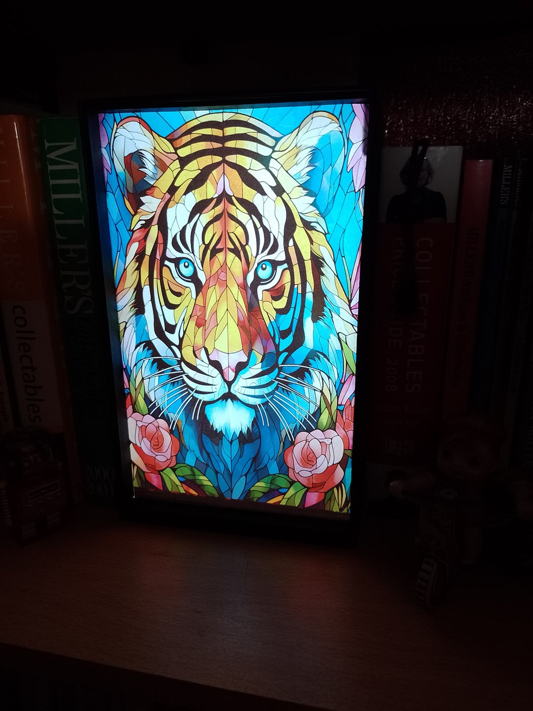Tiger Light Box Book Nook , Stained Glass Effect, Miniature Room, Fairy ...