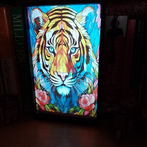 Tiger Light Box Book Nook, Stained Glass Effect, Upcycled Book Art ...