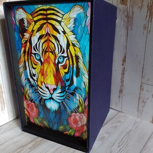 Tiger Light Box Book Nook, Stained Glass Effect, Upcycled Book Art ...
