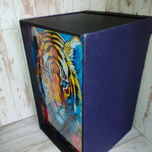 Tiger Light Box Book Nook, Stained Glass Effect, Upcycled Book Art ...