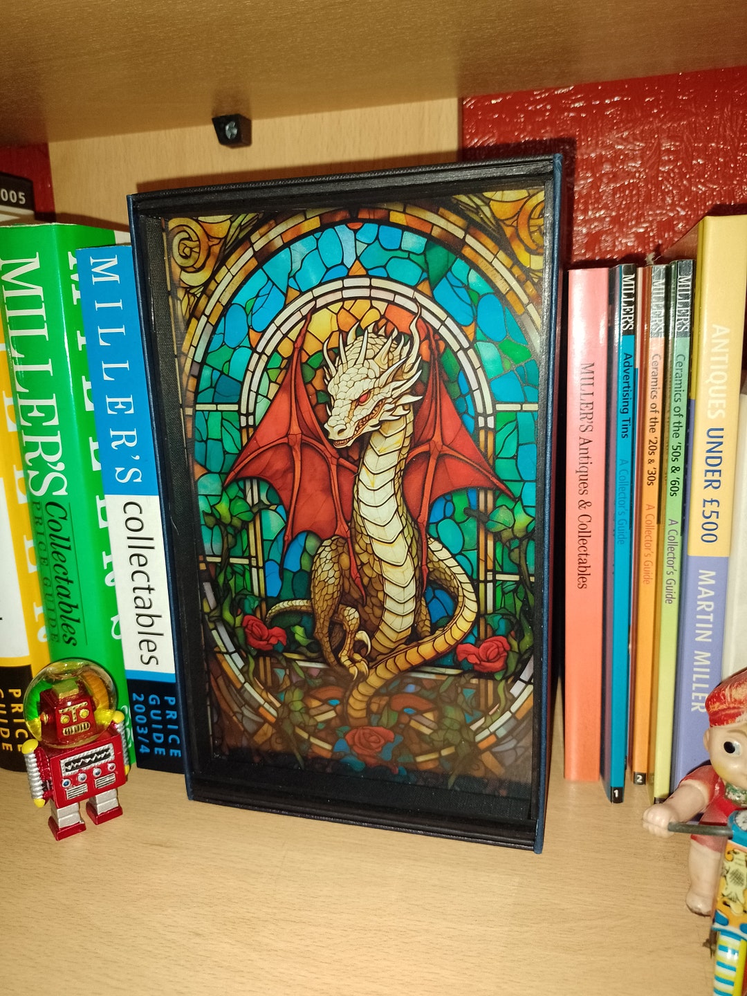 Dragon Light Box Book Nook , Stained Glass Effect, Miniature Room ...