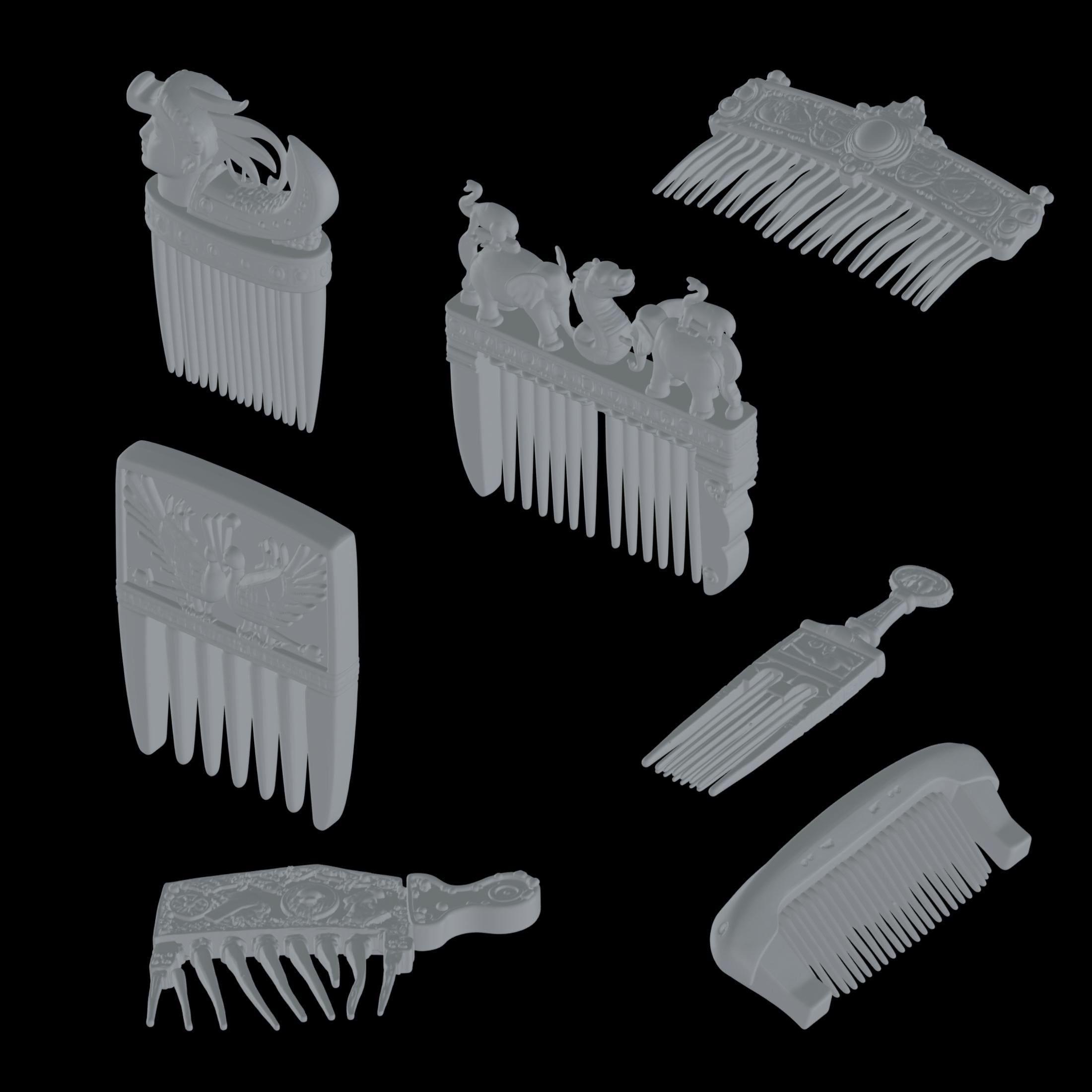 7 3d Stl Combs for Hair Ancient Style Files for 3d Printer Machines ...
