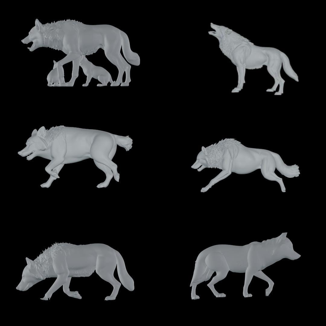 6 Wild Wolf Files for 3d Printers High Quality Nature Sculptures ...
