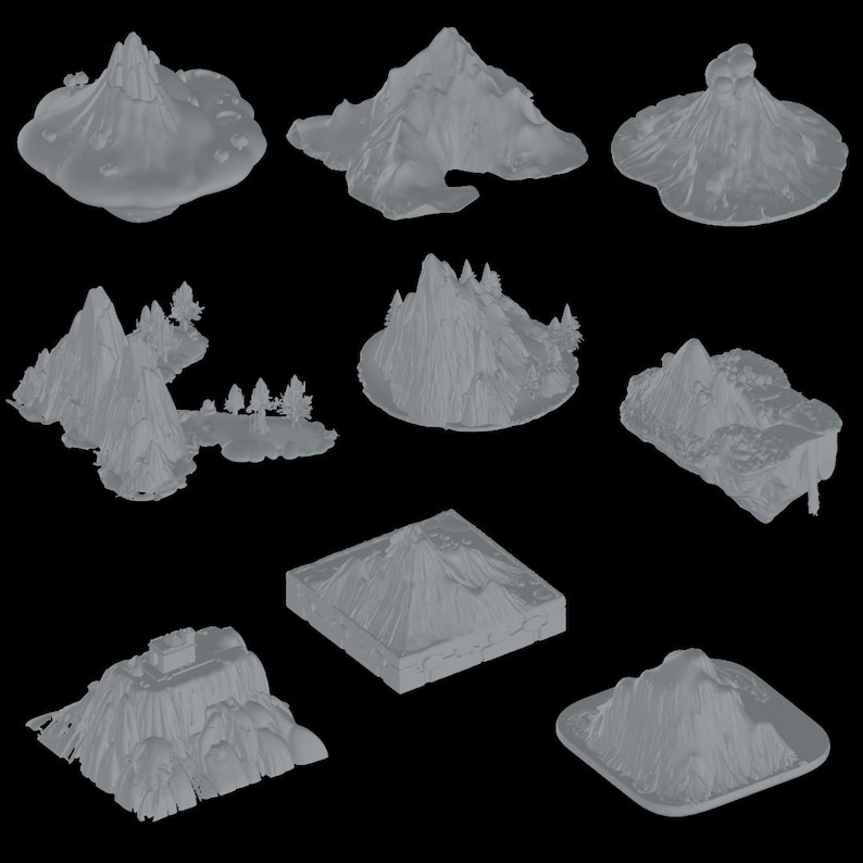 10x Mountain 3d STL Printer Files | Realistic Reliefs for Miniatures ...