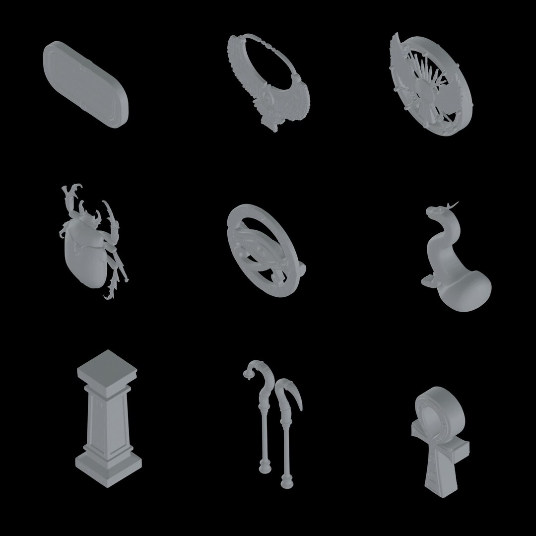 9x Egyptian Symbols 3D STL Printer Files | Ankh, Scarab, Horus ...