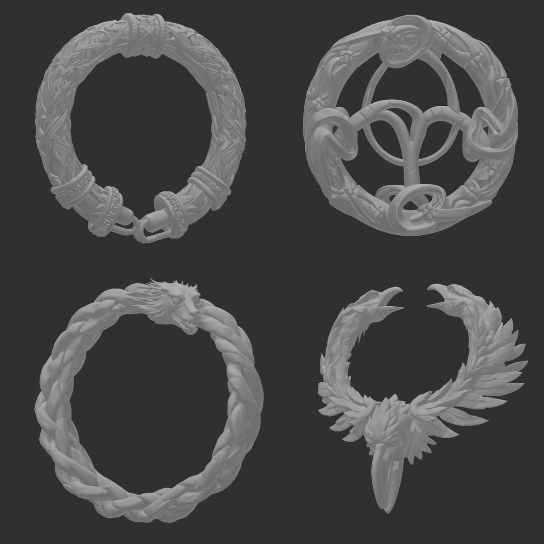 8x 3D STL Neck Rings / Arm Bands - Ancient Celtic Tribal Torcs ...