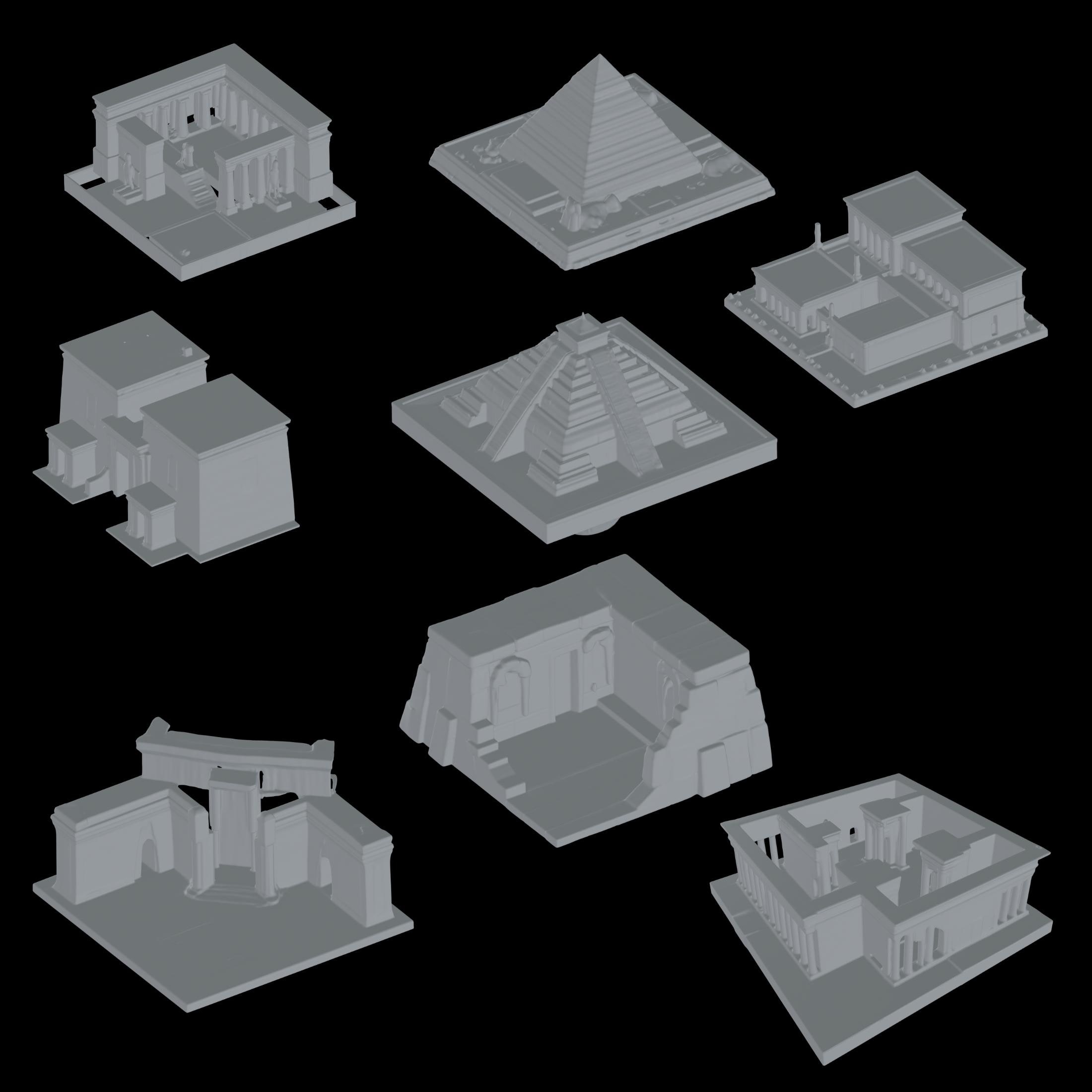 8 3d Stl Egyptian Pharaonic Buildings for 3d Printer Machines - Instant ...