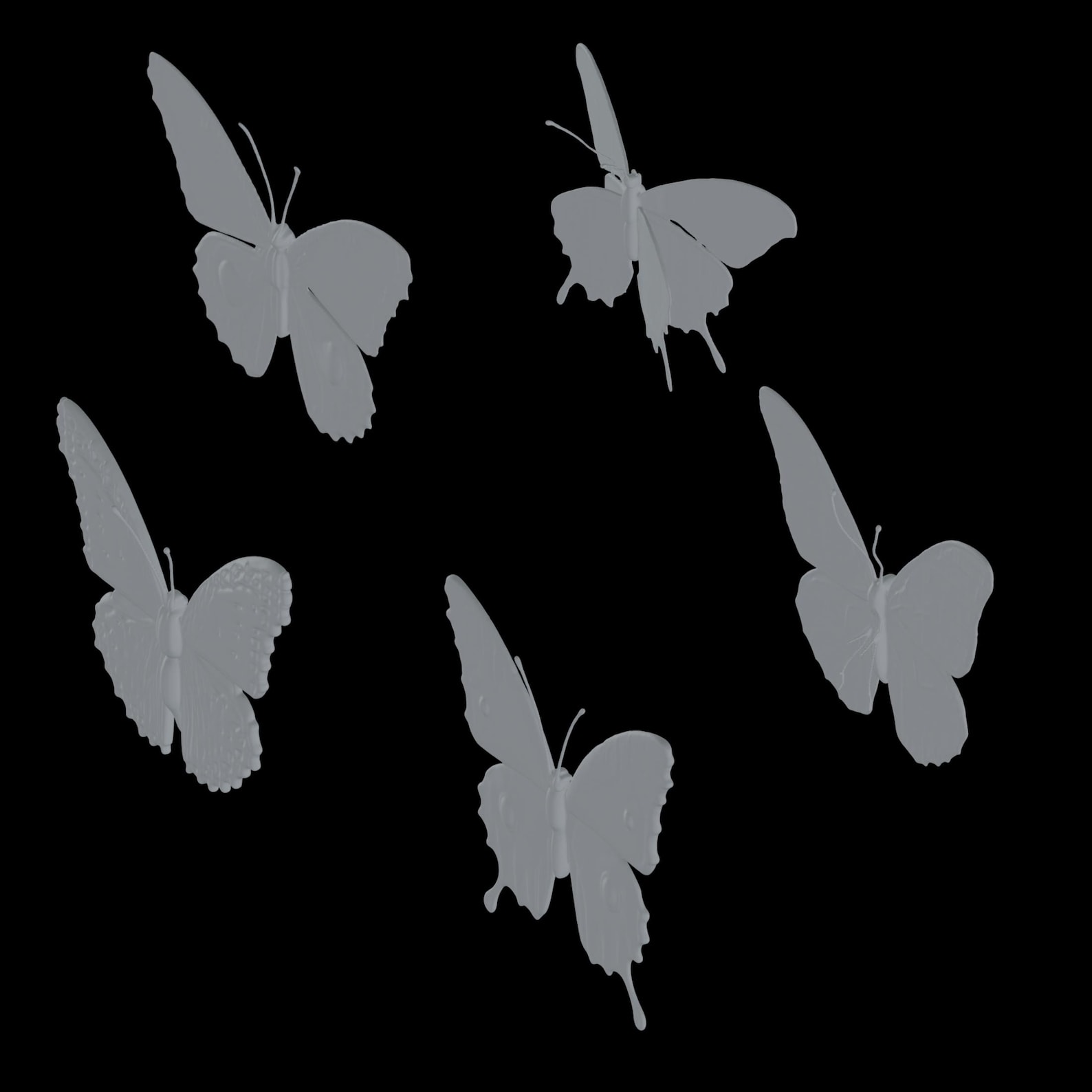 5 3d Realistic Butterflies 3d Stl Files for 3d Printer Machines ...