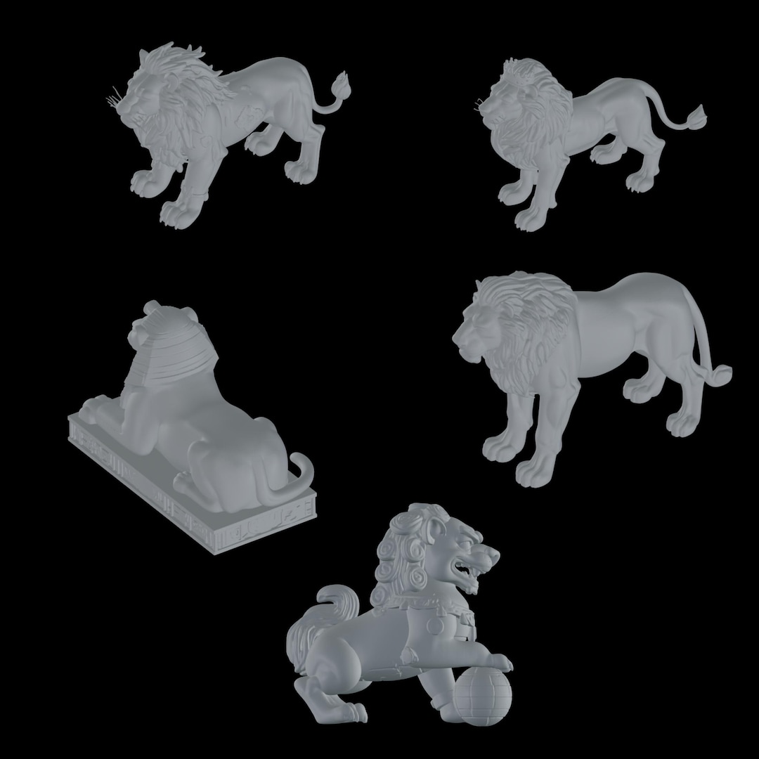5 3d Stl Mythical Lion Realistic Files for 3d Printer Machines | Lion ...