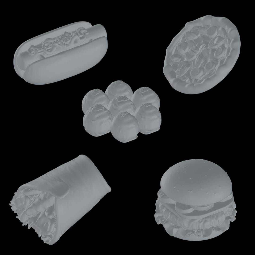 5 3d Famous Foods 3d Stl Files for 3d Printer Machines - Instant ...