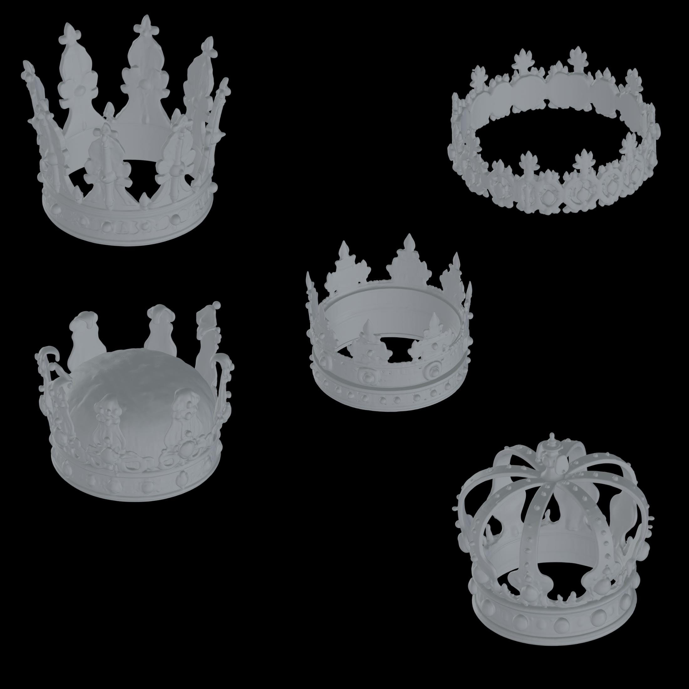 5 3d Middle Age King Crowns Realistic 3d Stl Files for 3d Printer ...