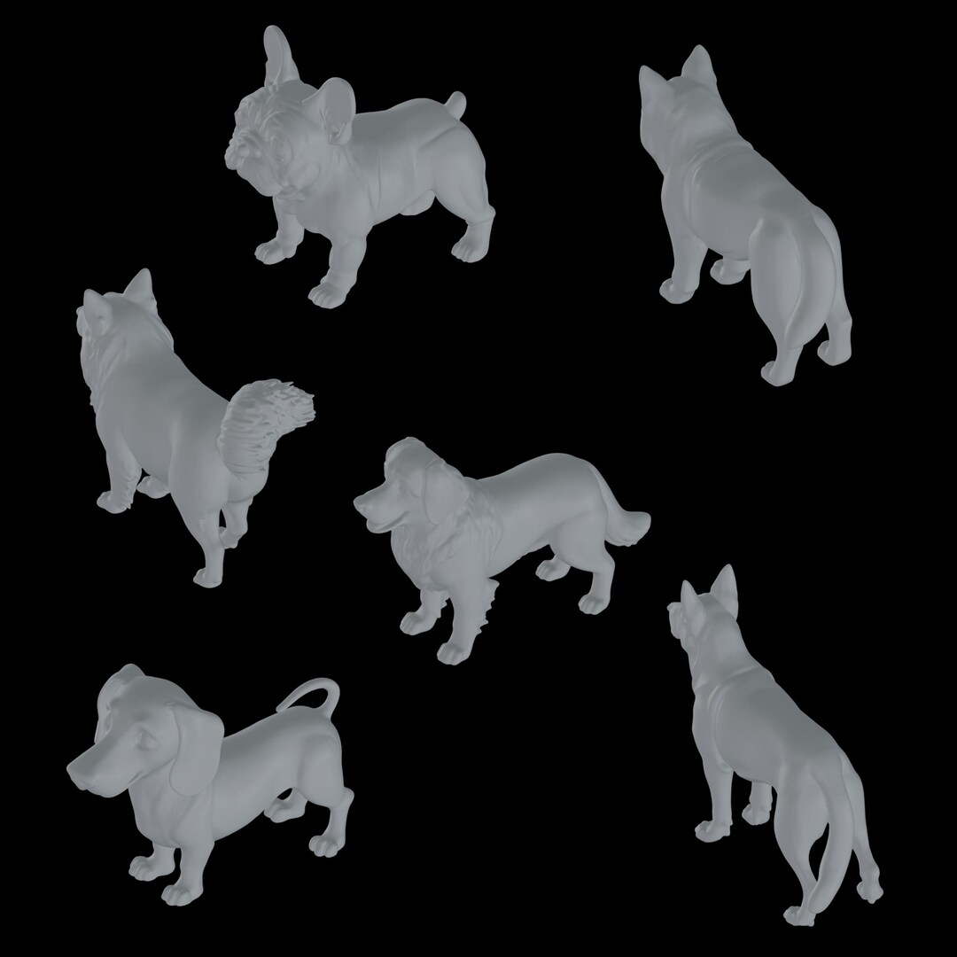 6 Realistic Dog STL Files - Downloadable Models for 3D Printing Instant ...