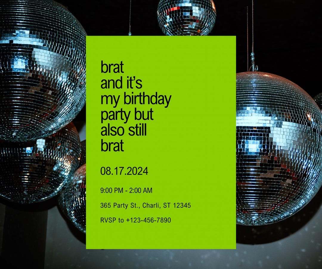 Brat Birthday Party Invitation - Editable and Printable Birthday ...