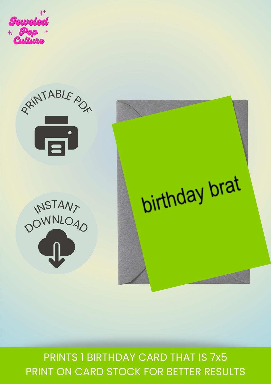 Brat Birthday Card - Printable Brat Birthday Card - Brat Birthday ...