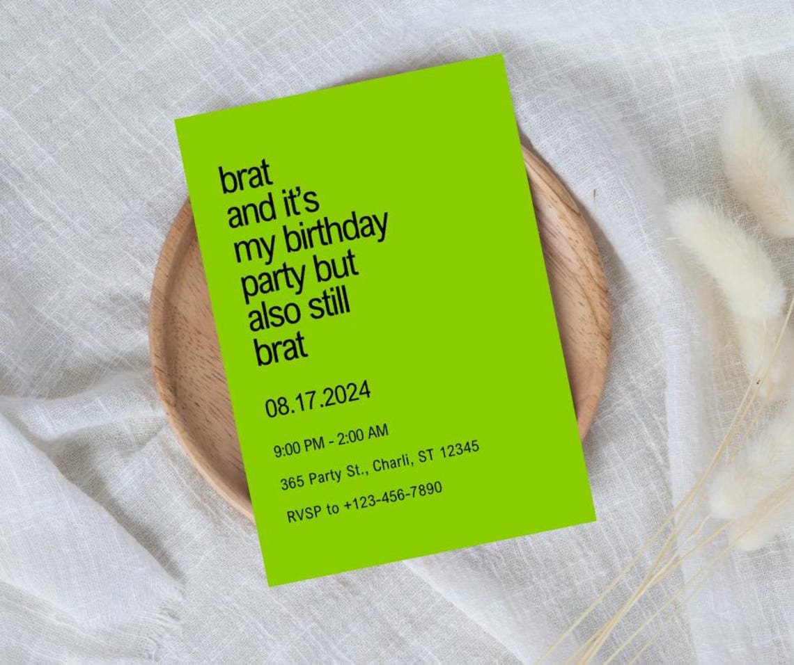 Brat Birthday Party Invitation - Editable and Printable Birthday ...