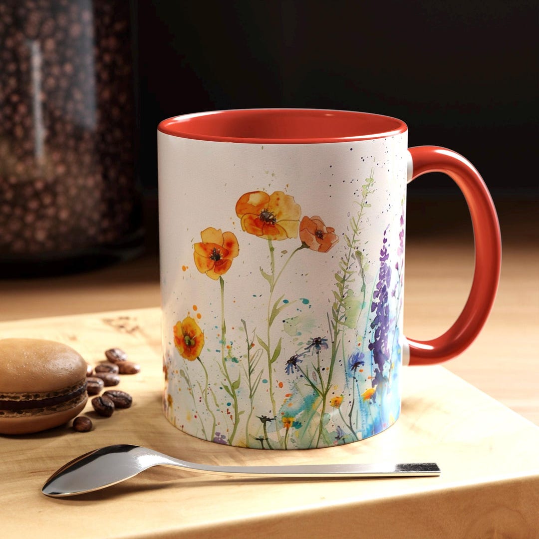 California Poppy Coffee Mug | Boho Floral Tea Cup, Nature Lover - Etsy