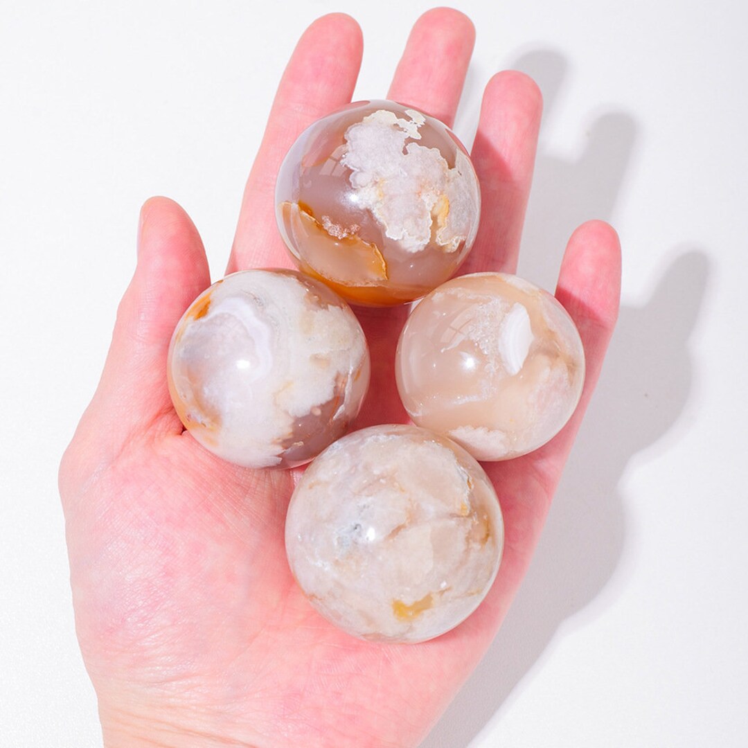 Sakura Agate Quartz Ball (polished, 3.5cm Diameter) - 100% Natural ...