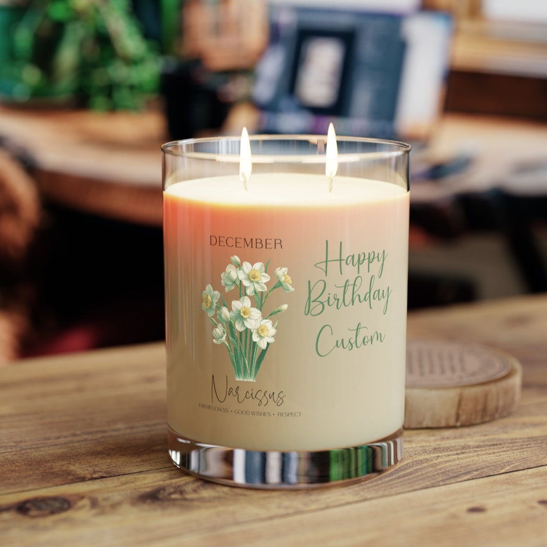 Custom Birth Month Flower Candle, Personalized Candle, Birthday Gifts ...