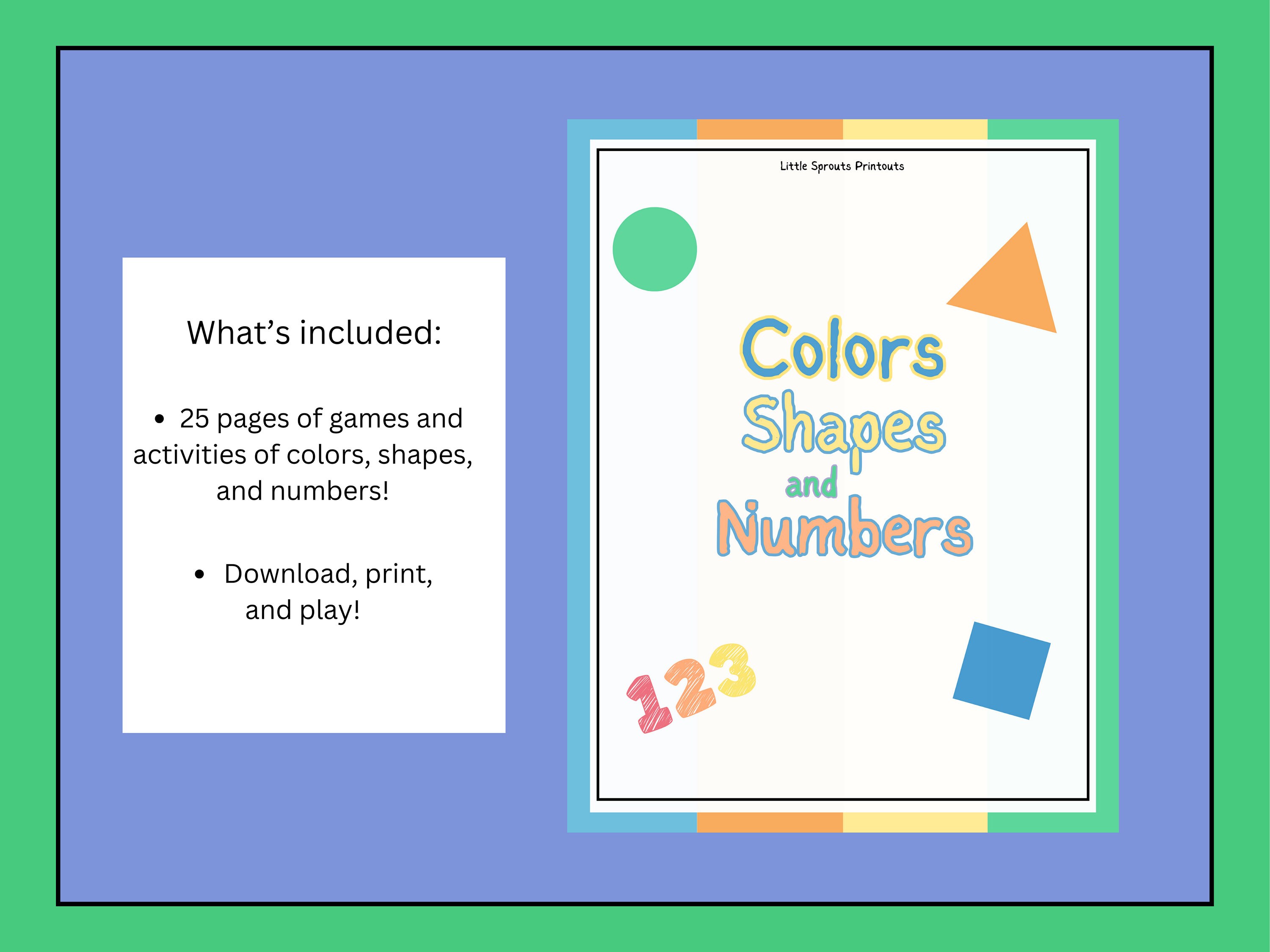 Colors, Shapes and Numbers Printout Book - Etsy